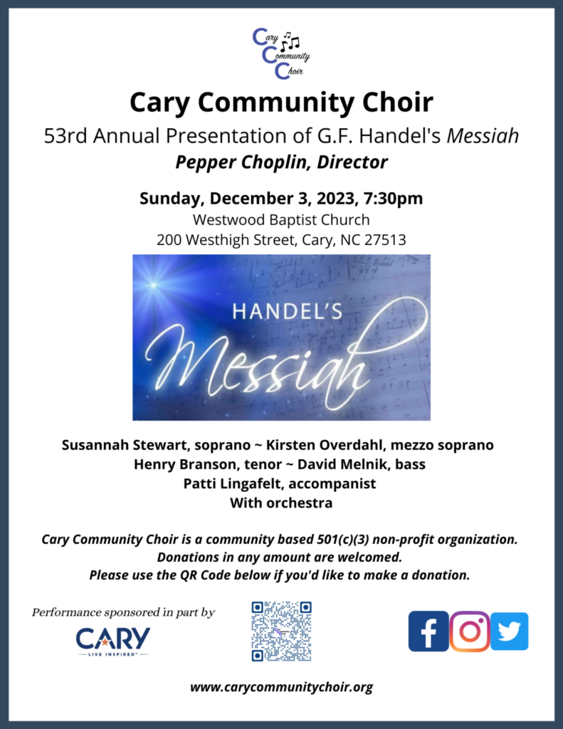 Cary Community Choir Presents Handel’s MESSIAH - Cary Magazine