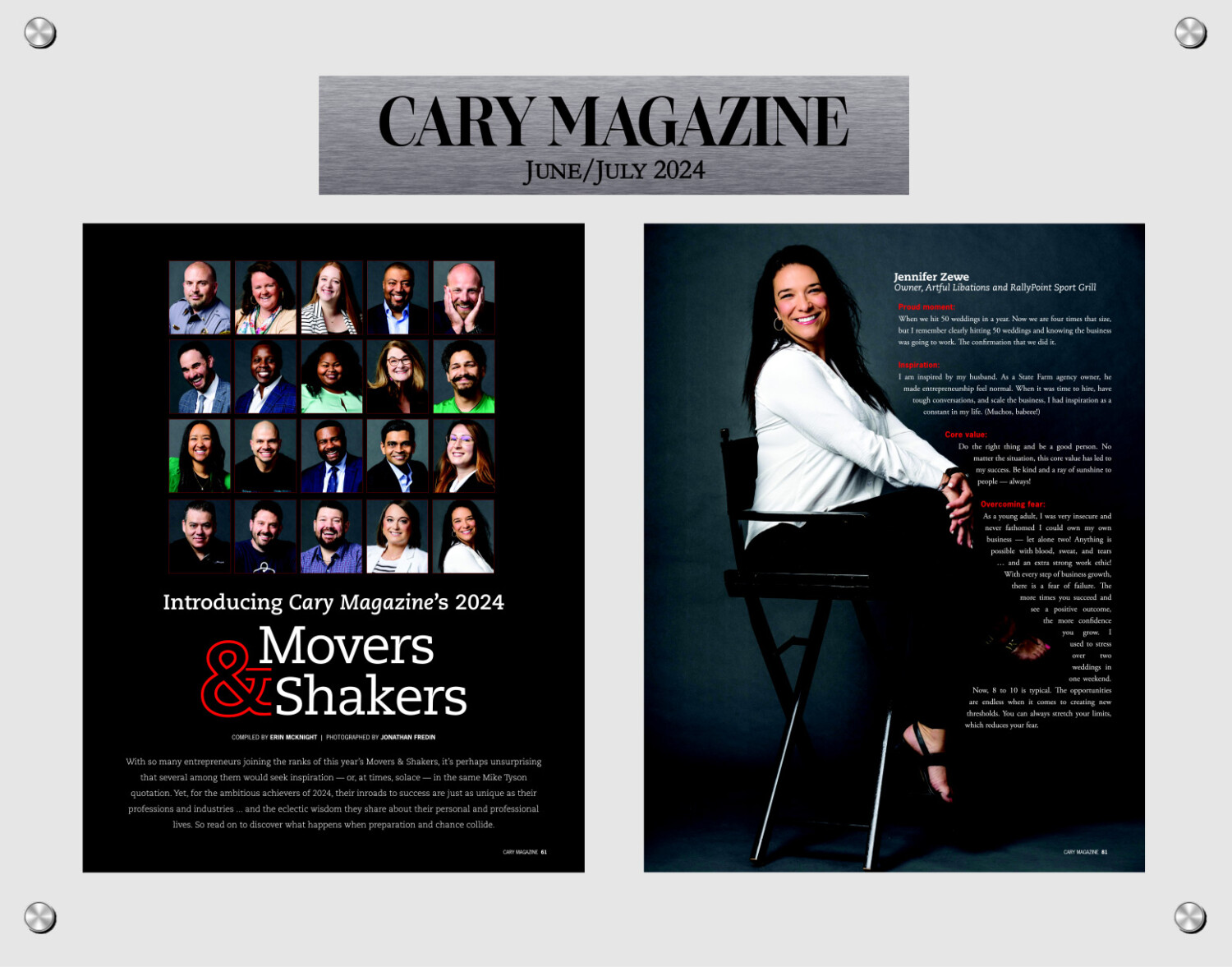 2-Page Plaque - Cary Magazine